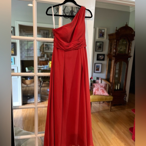 Azazie | Dresses | Azazie Redorange Oneshoulder Dress Formal Prom ...